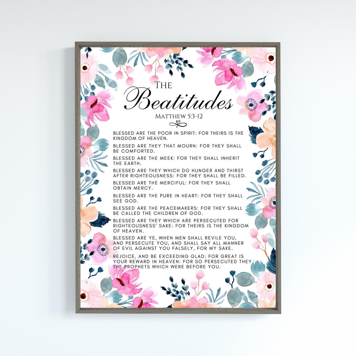 The Beatitudes KJV Printable/matthew 5:3-12 Print/blessed | Etsy