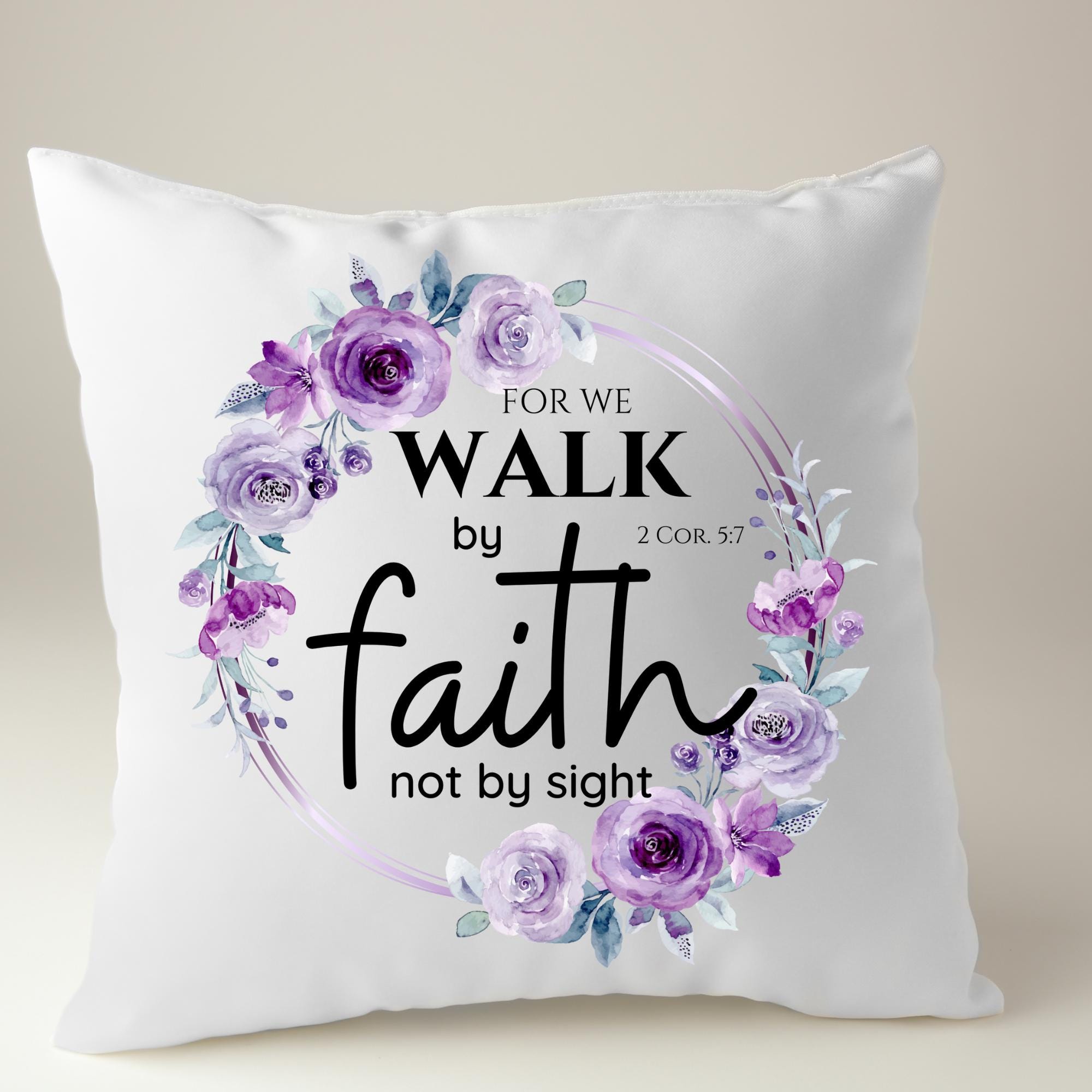 Walk by Faith Purple Floral Wreath PNG - Christian Sublimation (digital ...