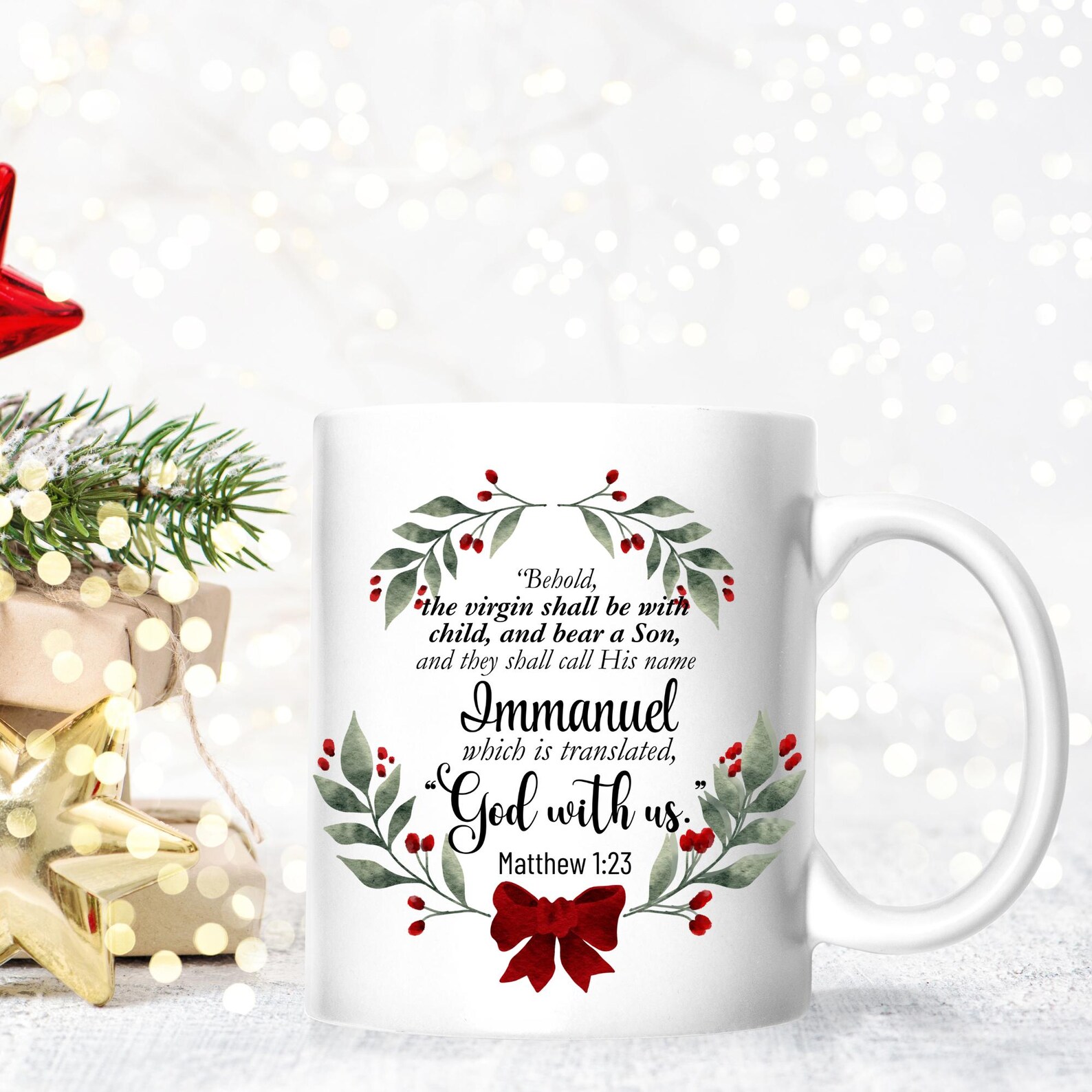 Immanuel God With Us PNG: Christmas Botanical Wreath (digital Download ...