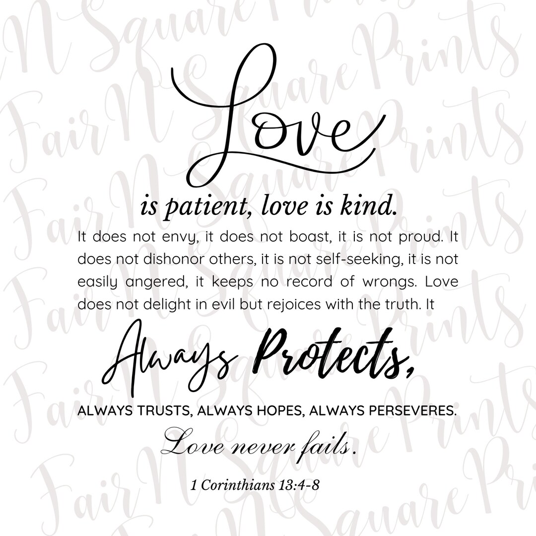 Love is Patient Love is Kind Png File/1 Corinthians 13:4-8 Png File for ...