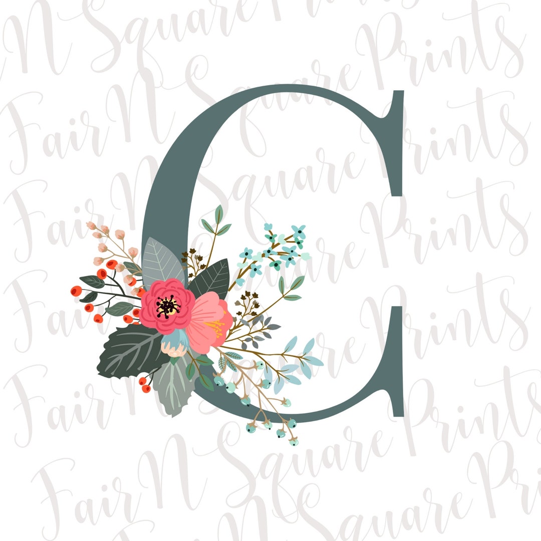 Floral Initial C PNG: Sublimation Design (digital Download) - Etsy