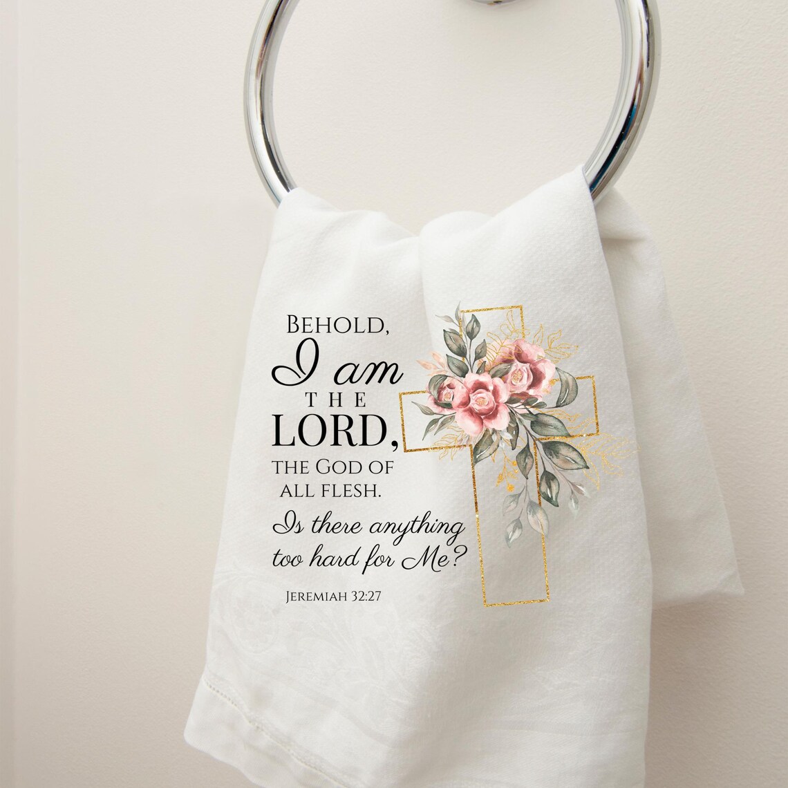 Jeremiah 32:27 Golden Cross With Flowers PNG (digital Download) - Etsy