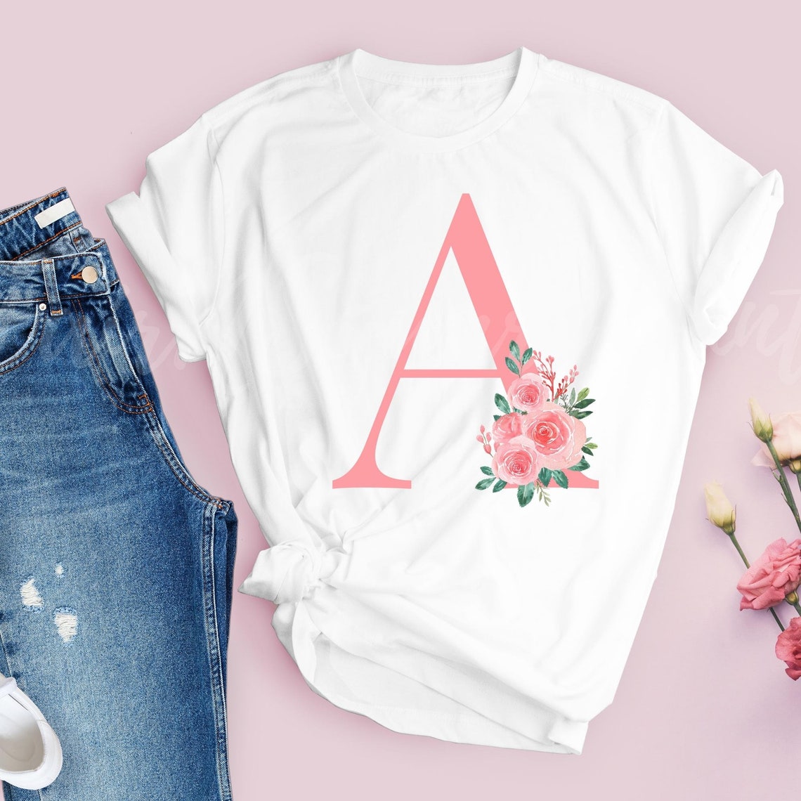 Initial A Pink Red Floral Png File for Sublimation/letter A - Etsy