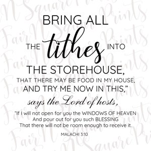 Malachi 3:10 Png File for Sublimation/bring All the Tithes Into the ...