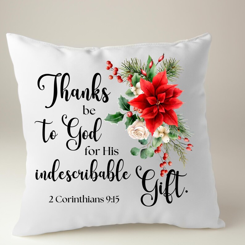 Thanks Be to God - 2 Corinthians 9:15 Christmas Floral Png File for ...