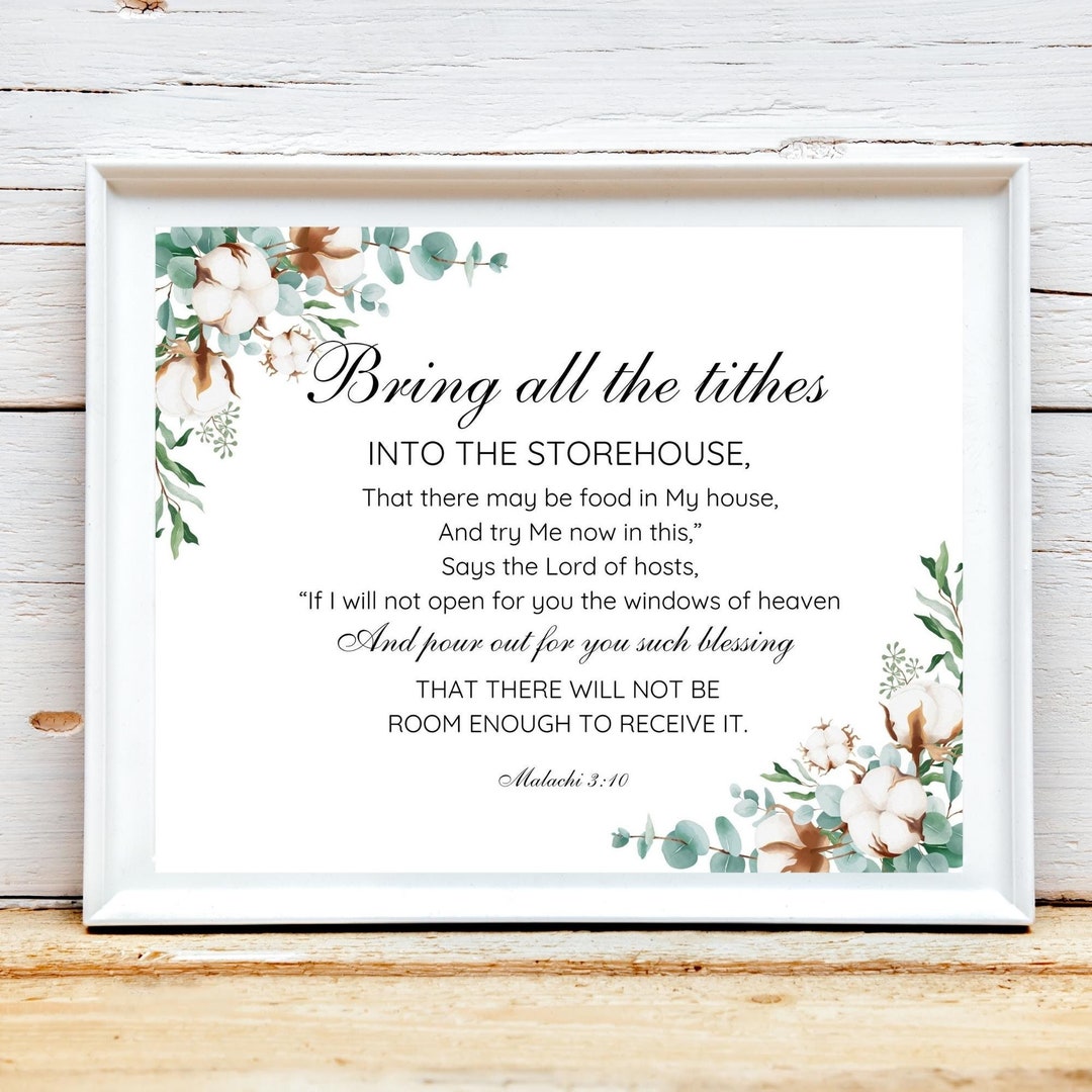 Malachi 3:10 Print/bring All the Tithes Into the Storehouse Print ...
