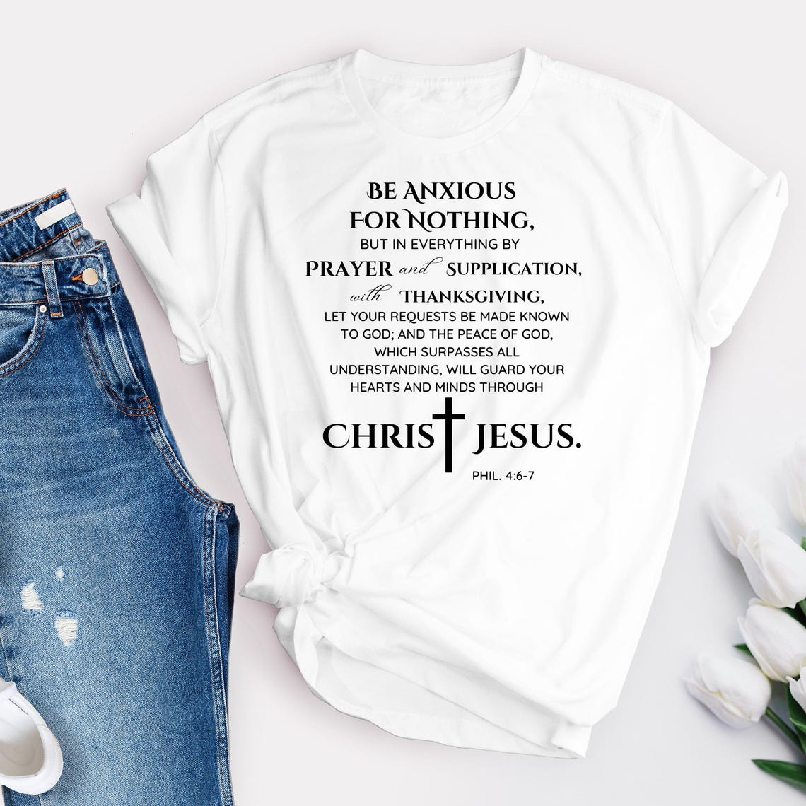 Philippians 4:6-7 Be Anxious for Nothing Black Text Png File for ...
