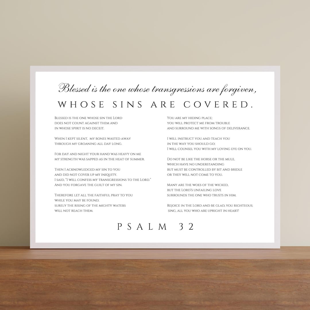 Psalm 32 NIV Bible Verse Print: Christian Scripture Wall Art (digital ...
