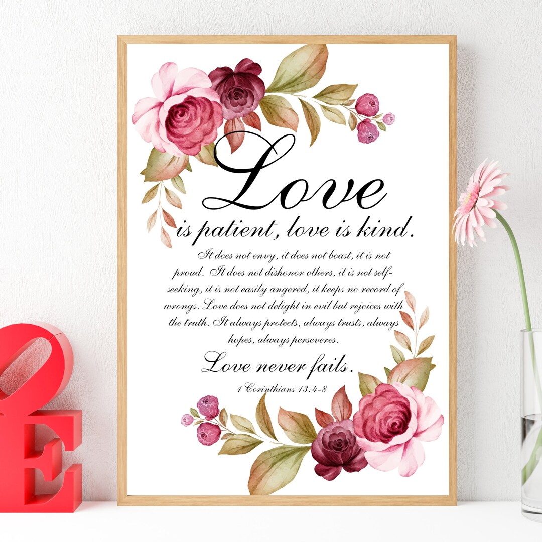 1 Corinthians 13:4-8 Print/love is Patient Love is Kind Print/wedding ...