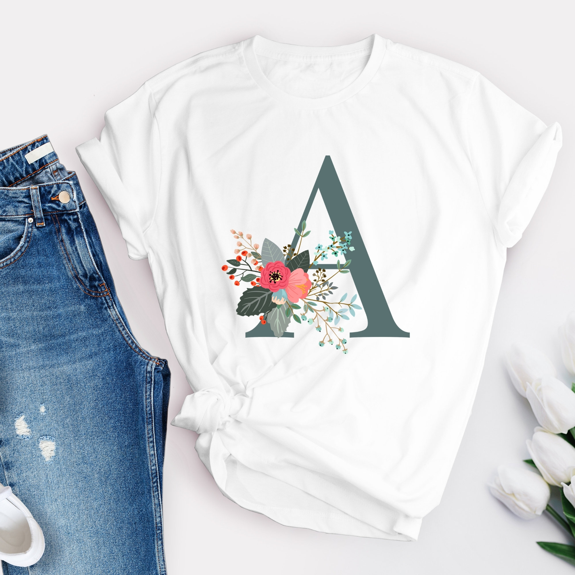 Initial A PNG File for Sublimation/floral Initial A PNG for - Etsy