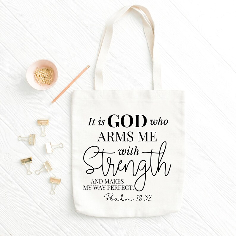 Psalm 18:32 - It is God Who Arms Me With Strength Black Text Png File ...