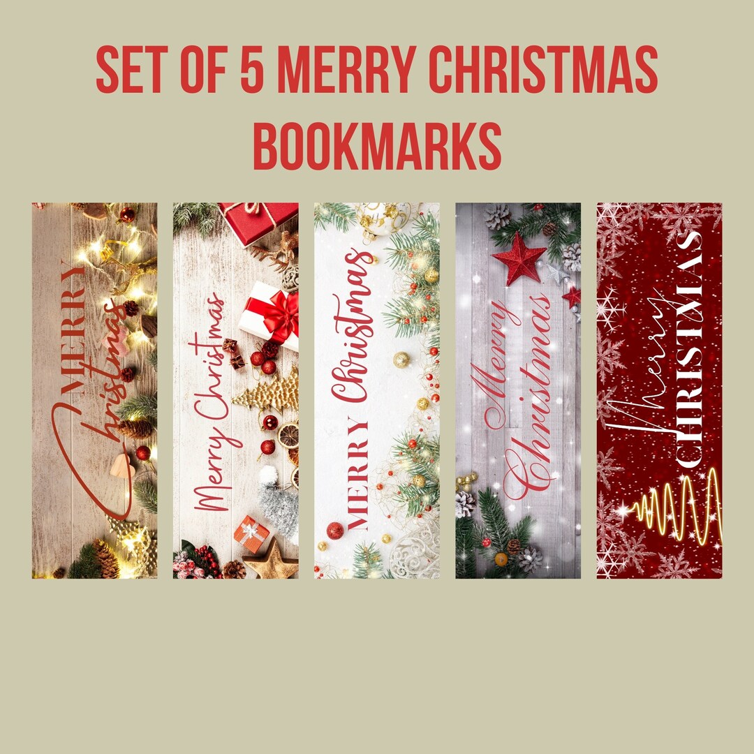 Christmas Bookmarks Printable, Set of 5 (digital Download) - Etsy