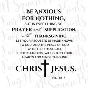 Philippians 4:6-7 Be Anxious for Nothing Black Text Png File for ...