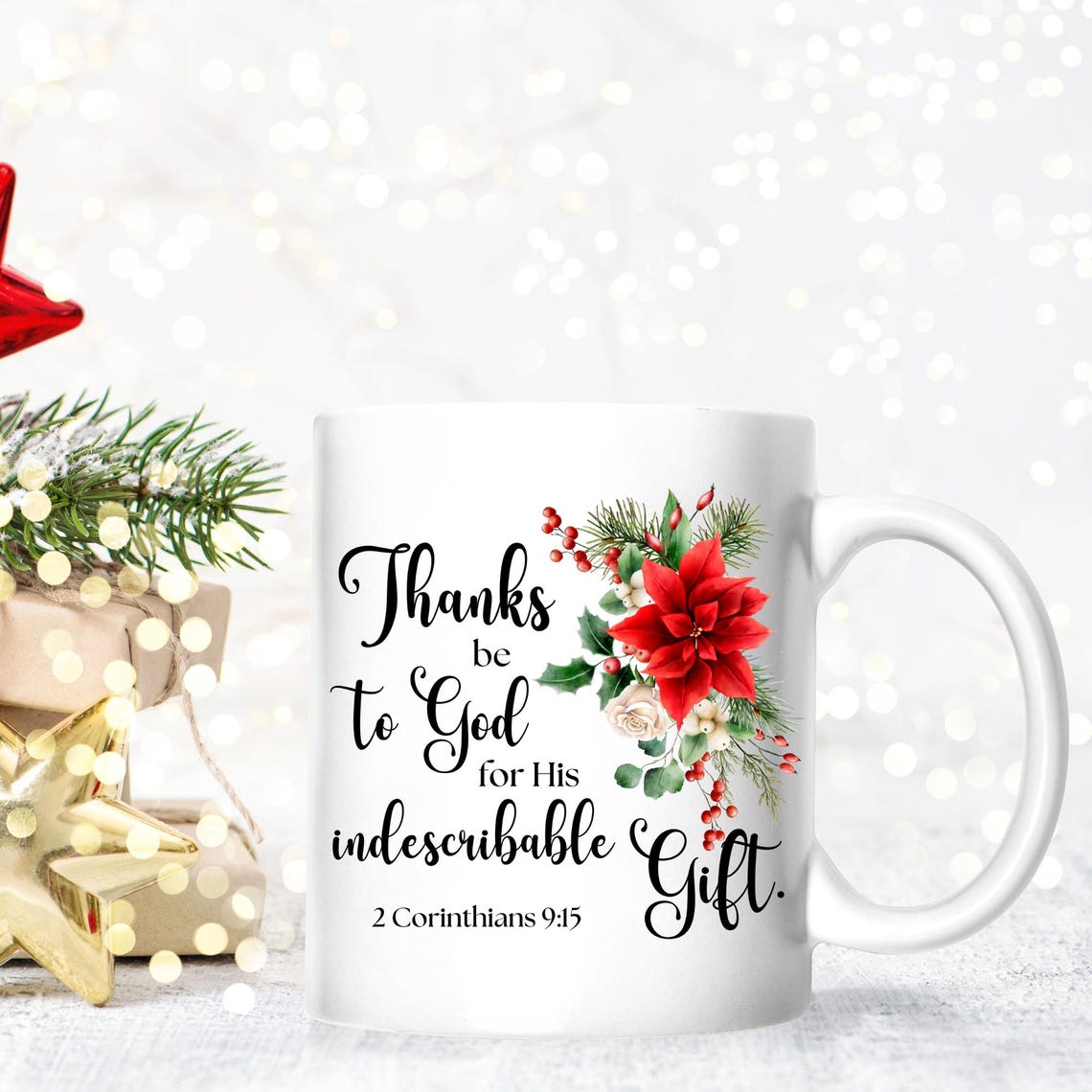 Thanks Be to God - 2 Corinthians 9:15 Christmas Floral Png File for ...