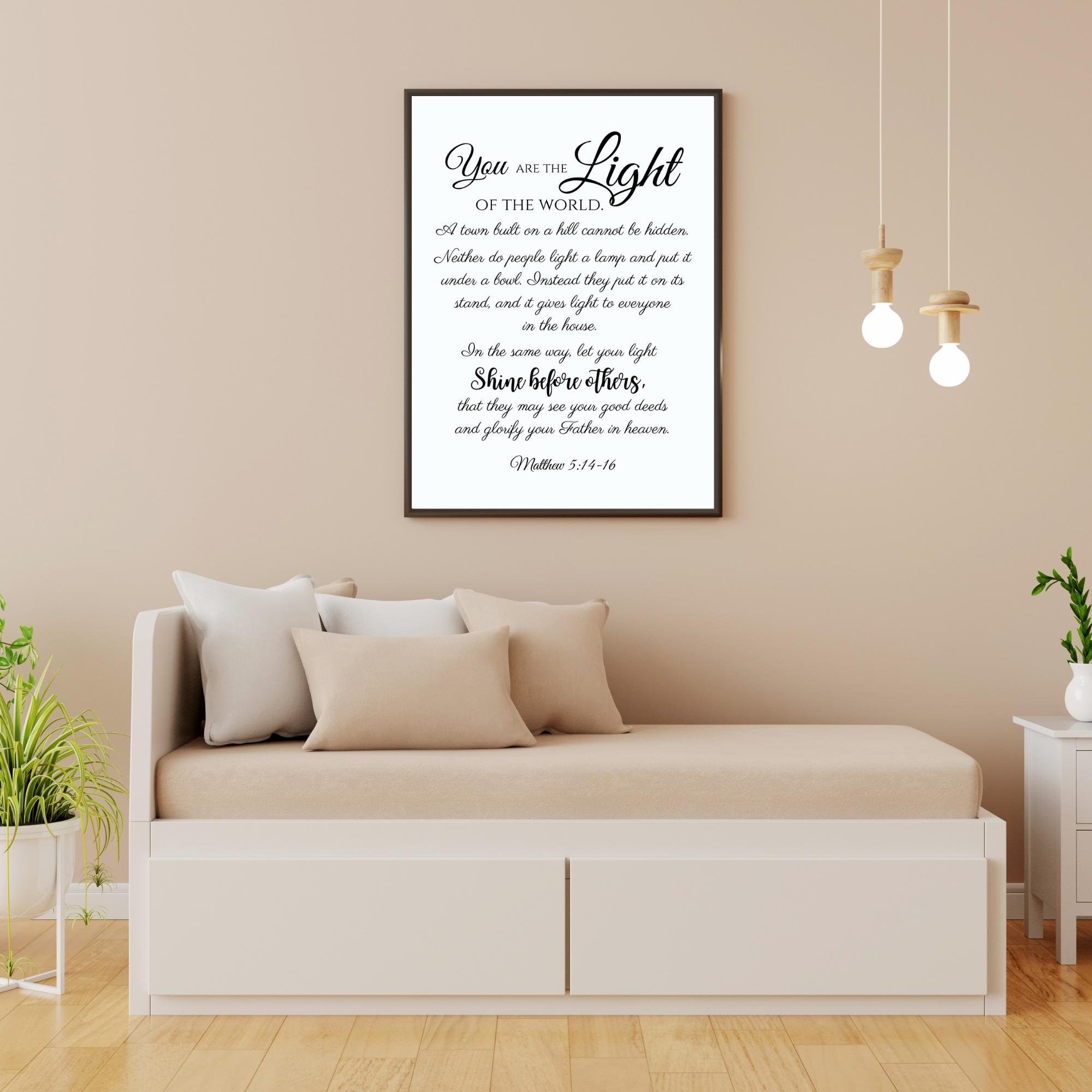 Matthew 5:14-16 Print/you Are the Light of the World Print/motivational ...