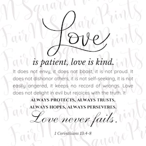 1 Corinthians 13:4-8 Png File for Sublimation/love is Patient Love is ...