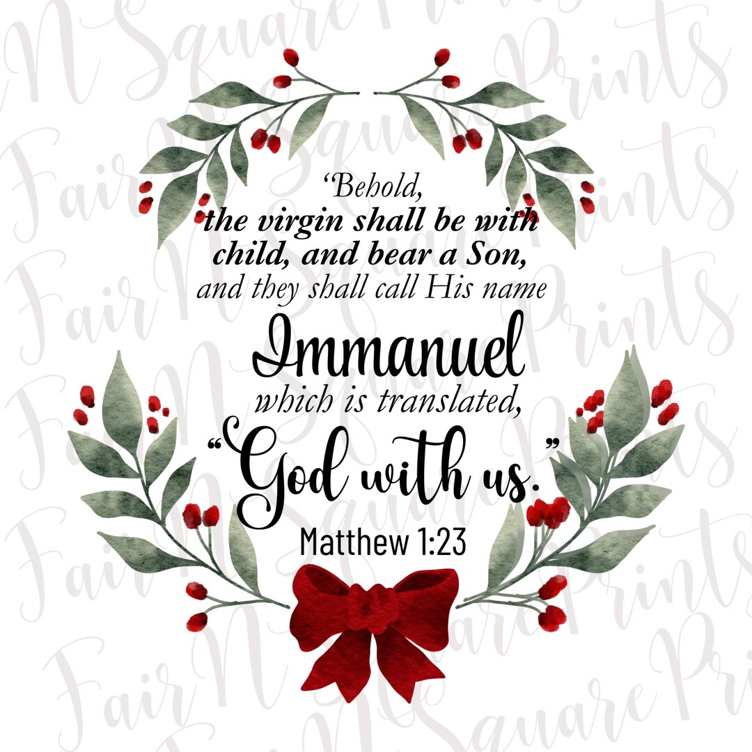 Immanuel God With Us PNG: Christmas Botanical Wreath (digital Download ...