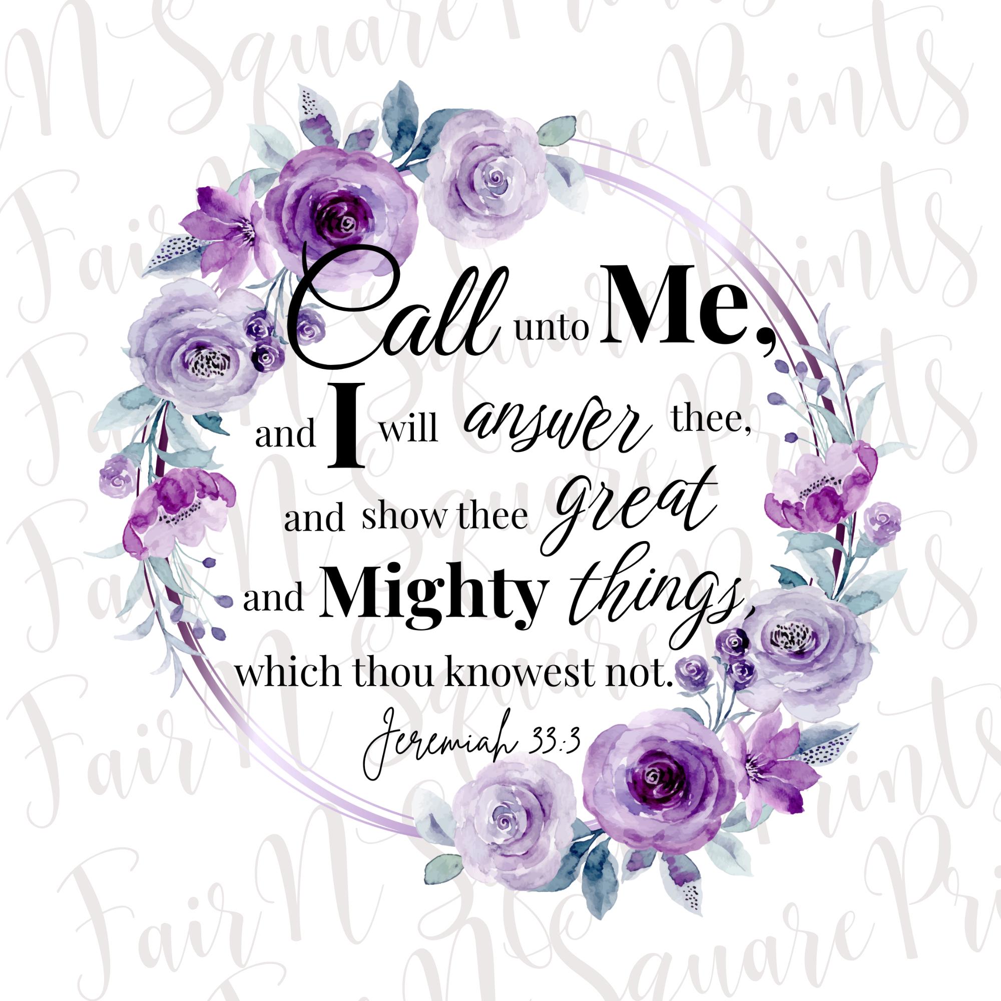 Jeremiah 33:3 Purple Floral Scripture PNG (digital Download) - Etsy