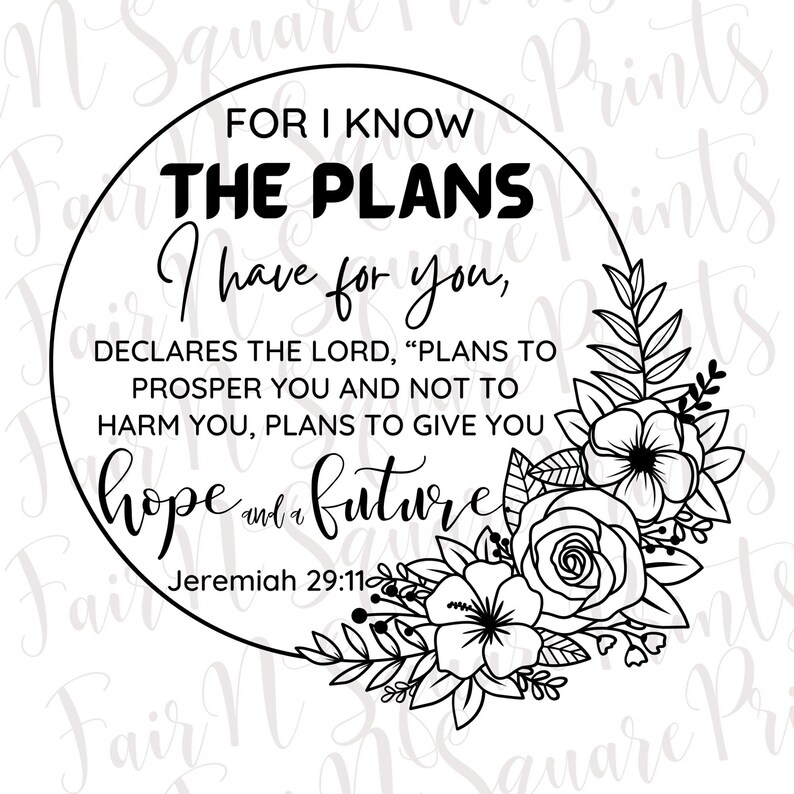 Jeremiah 29:11 PNG File, Floral Bible Verse (digital Download) - Etsy
