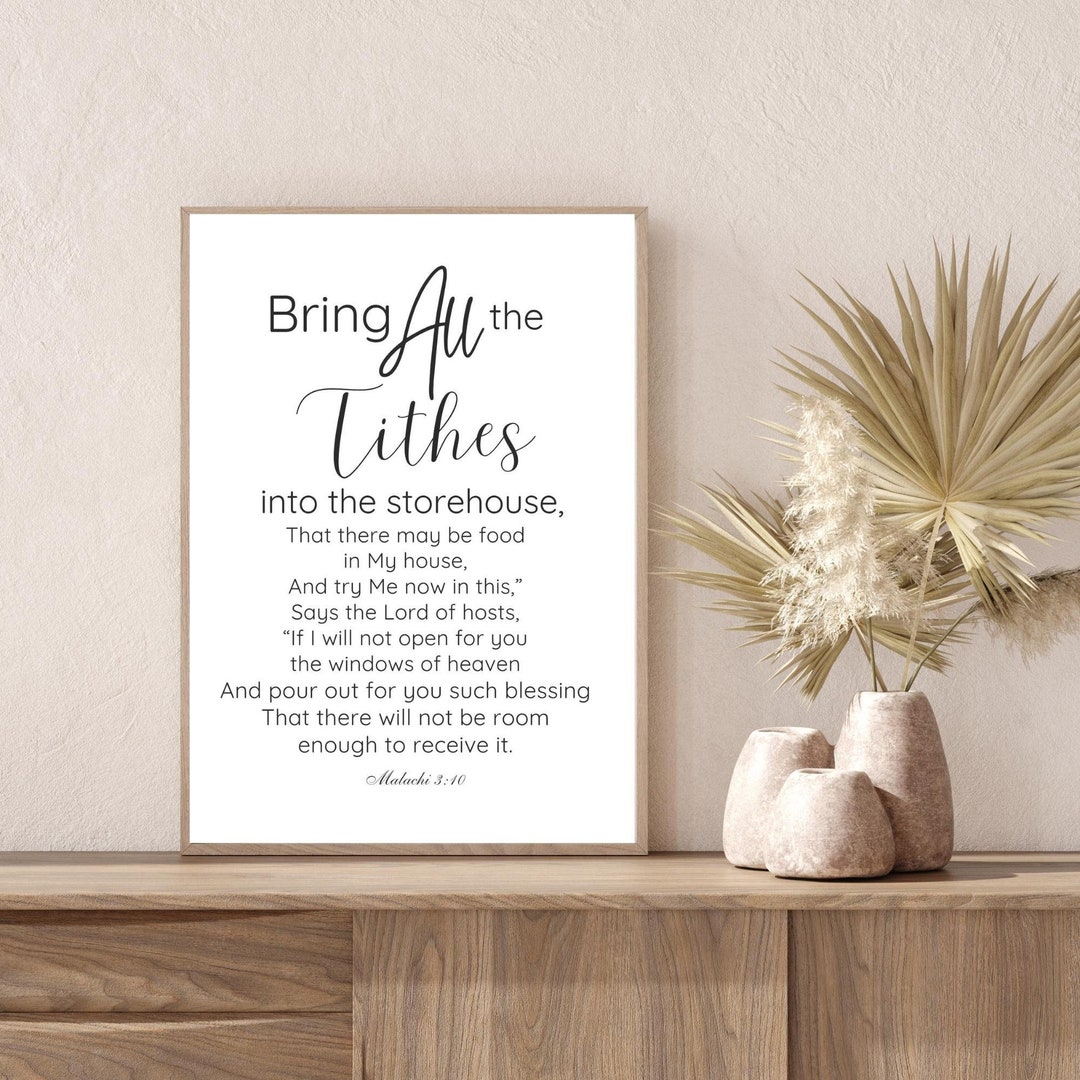 Malachi 3:10 - Bring All the Tithes Print/motivational Verse/christians ...