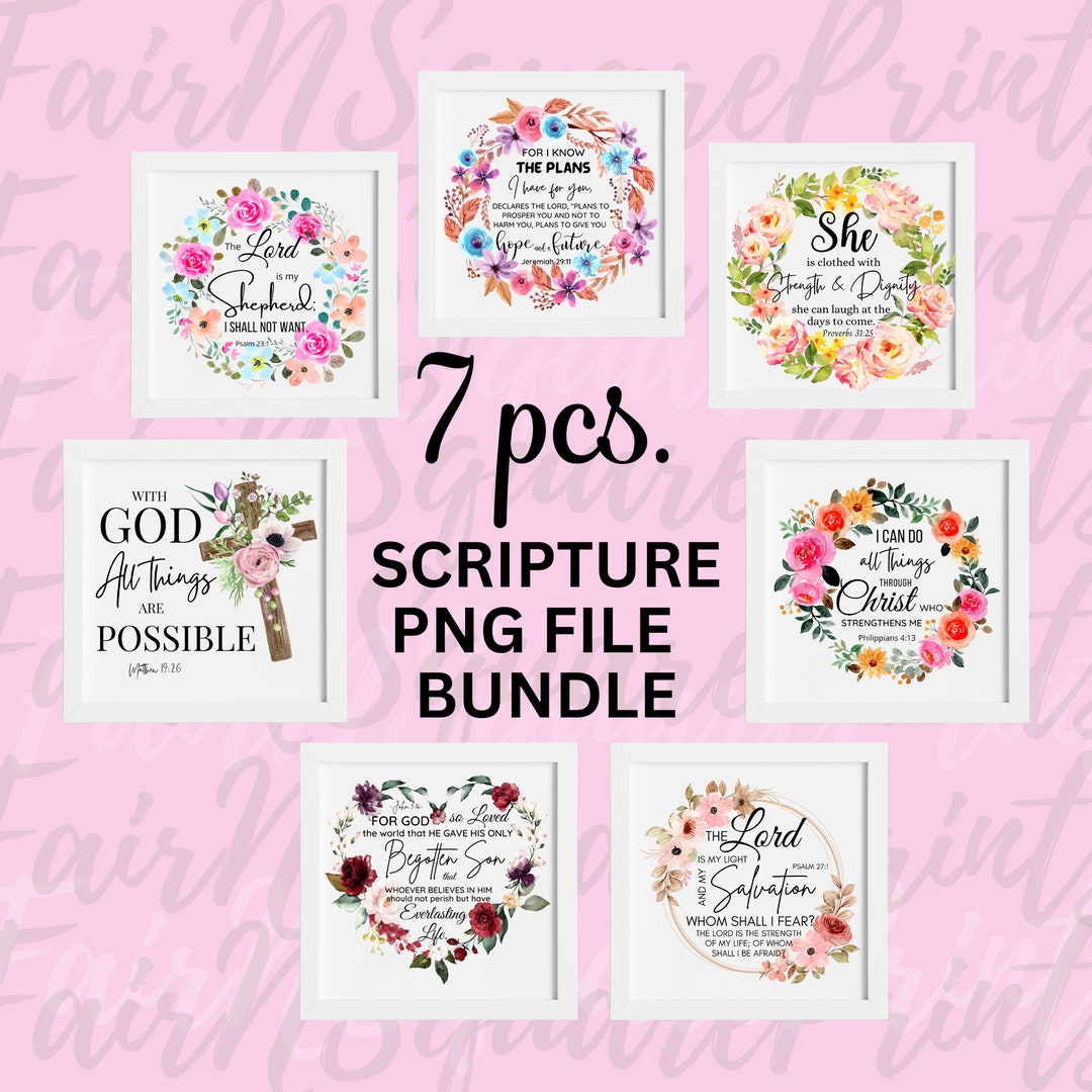 Religious Bundle Png/floral Scriptures Png Files for Sublimation ...