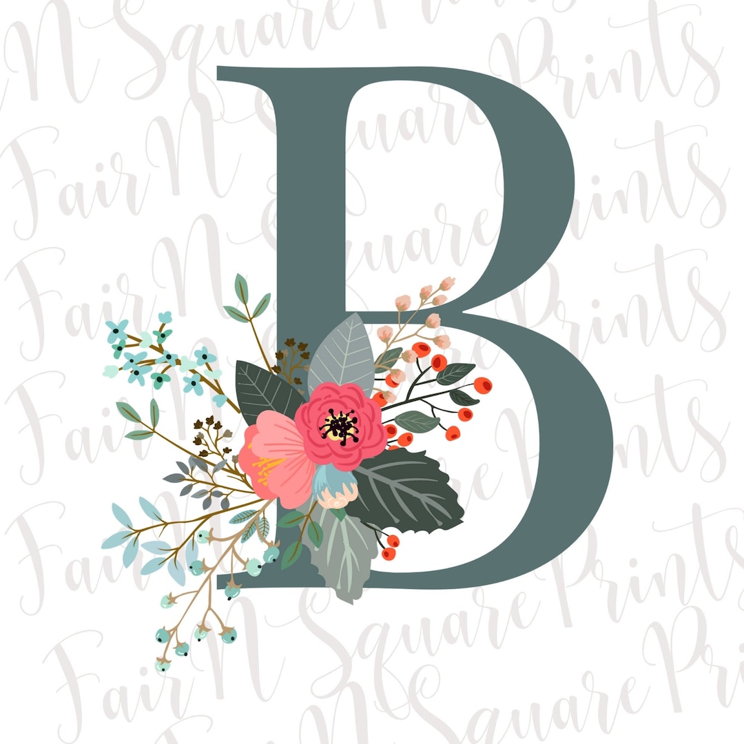 Floral Initial B PNG File for Sublimation (digital Download) - Etsy