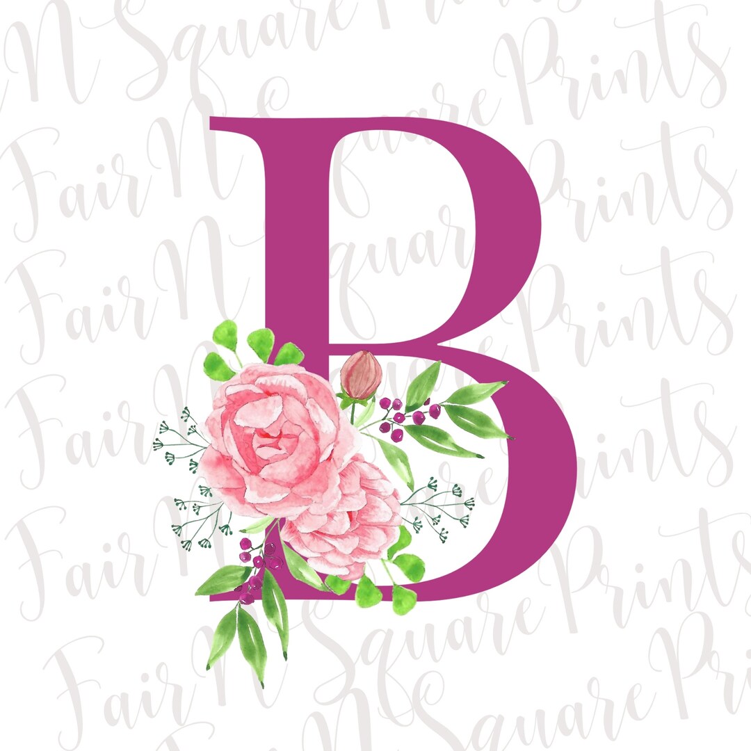Floral Letter B PNG: Royal Heath, Sublimation Design (digital Download ...