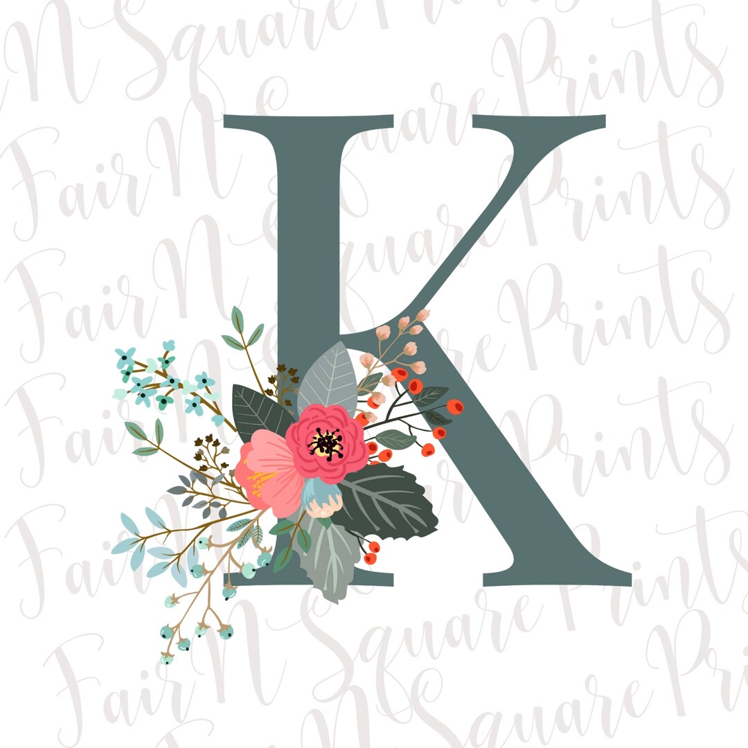 Floral Initial K PNG File: Sublimation Design (digital Download) - Etsy