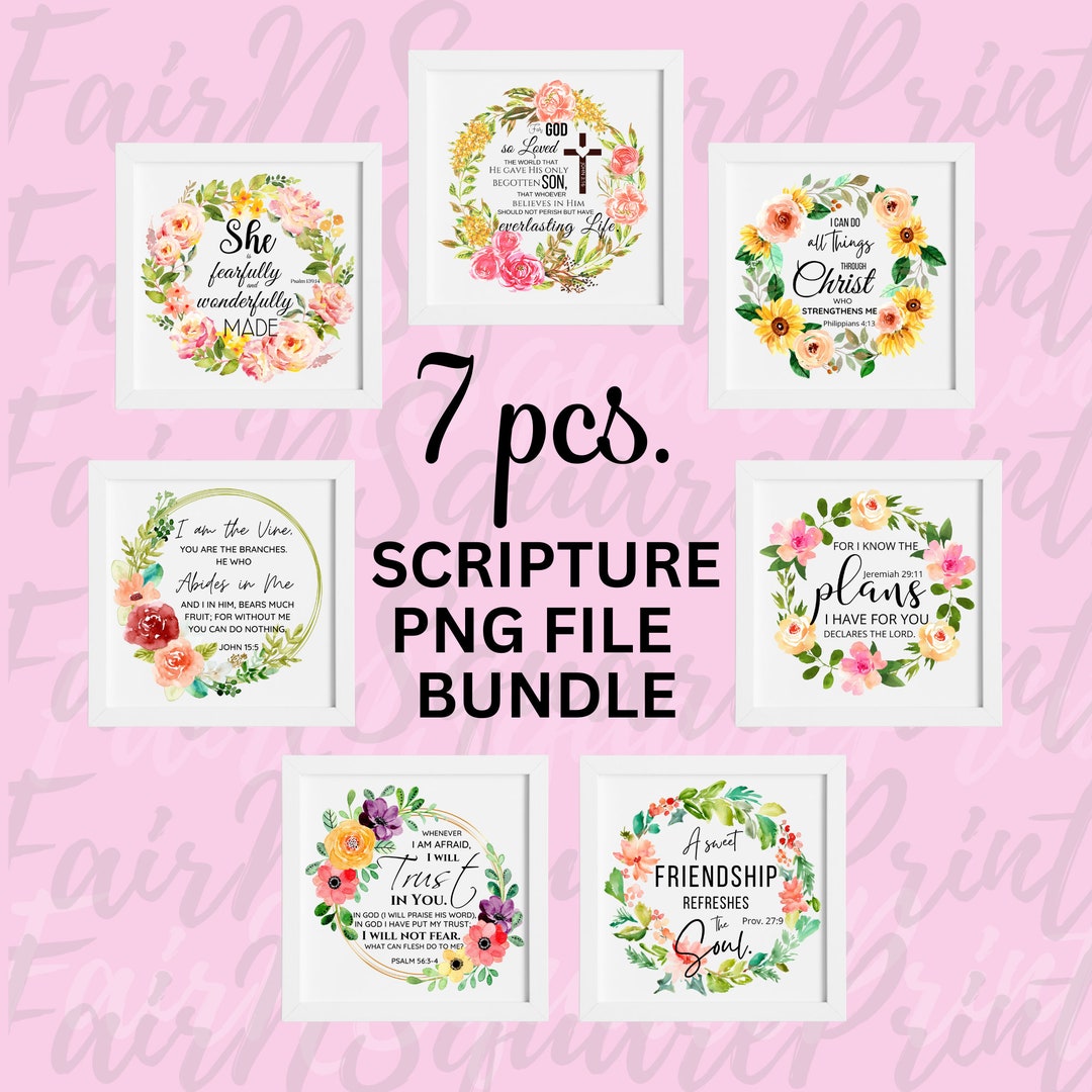 Floral Scripture PNG Bundle: Christian Verses (digital Download) - Etsy