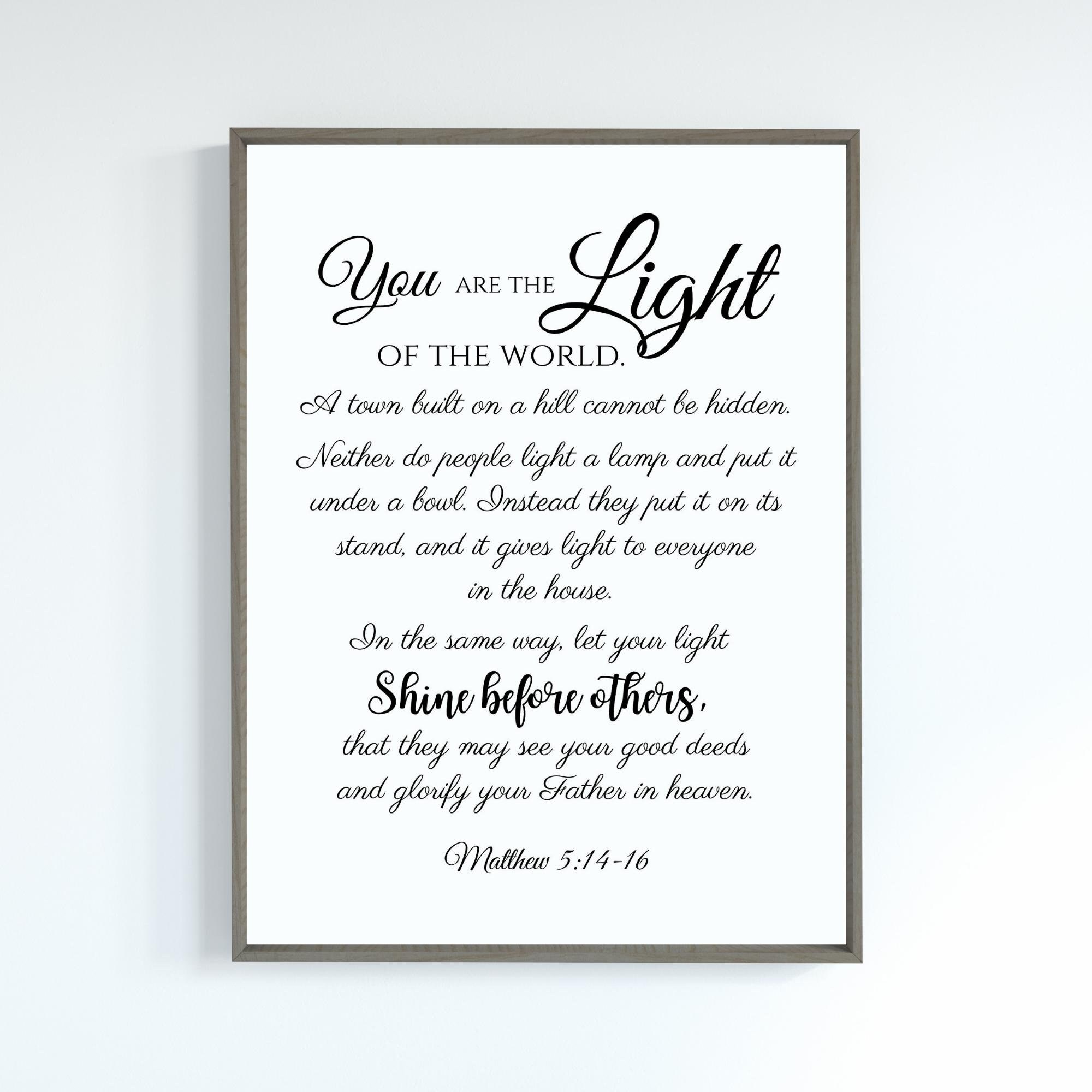 Matthew 5:14-16 Print/you Are the Light of the World | Etsy