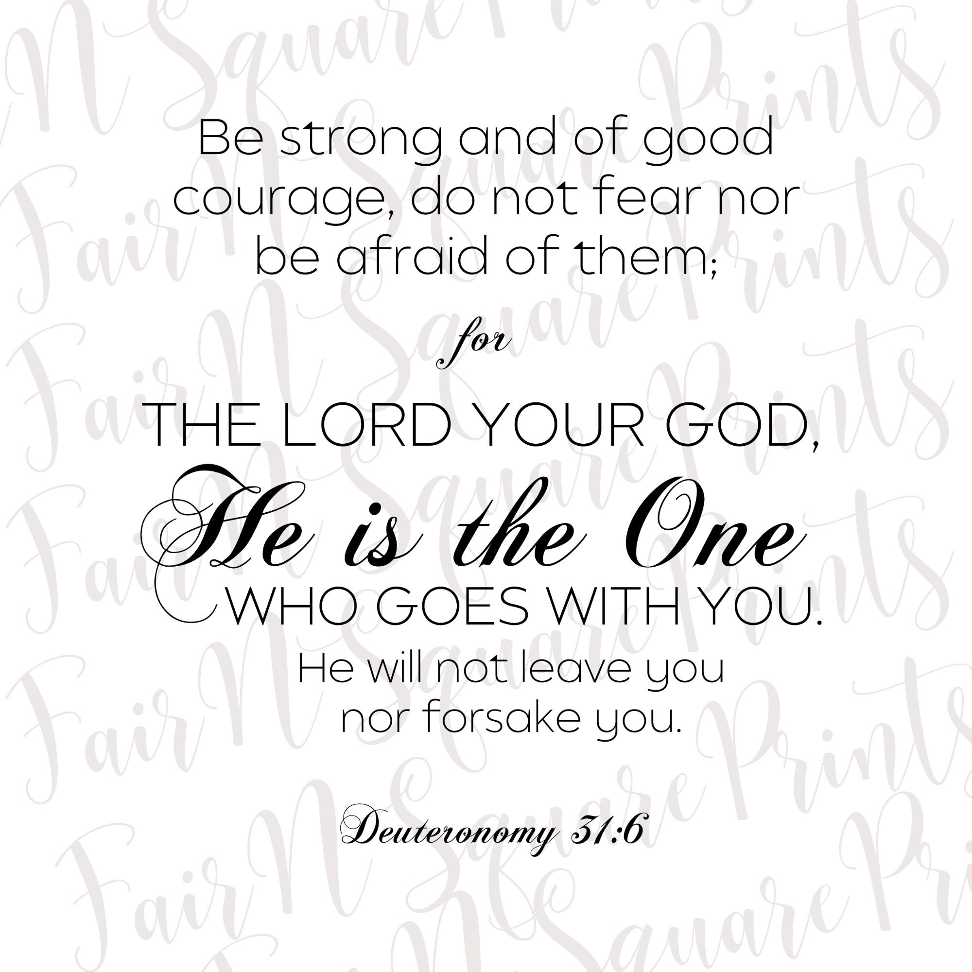 Deuteronomy 31:6 Black Text Png File for Sublimation/be Strong and of ...