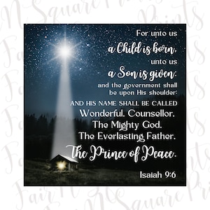 For Unto Us a Child is Born Png File for Sublimation/christmas Bible ...