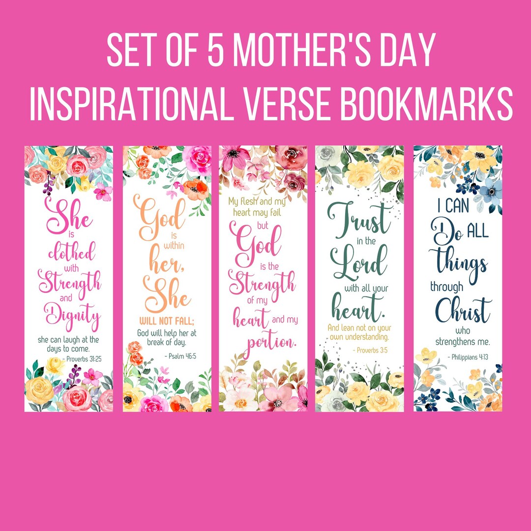 Mother's Day Scripture Bookmarks: Floral Christian Mom Prints (digital ...