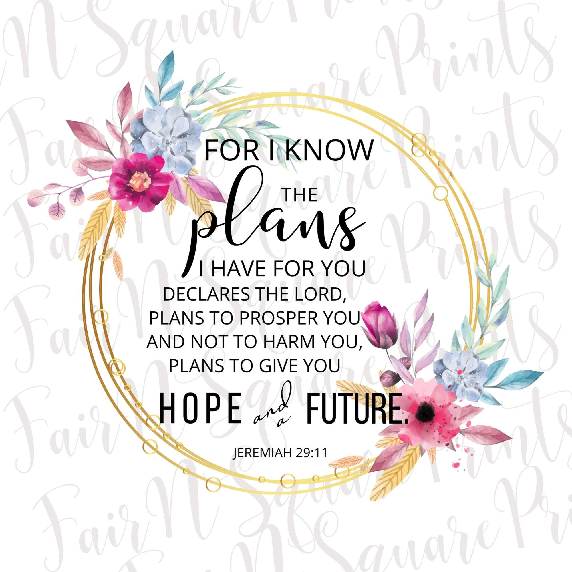 For I Know the Plans for You Png Digital File/jeremiah 29:11 - Etsy