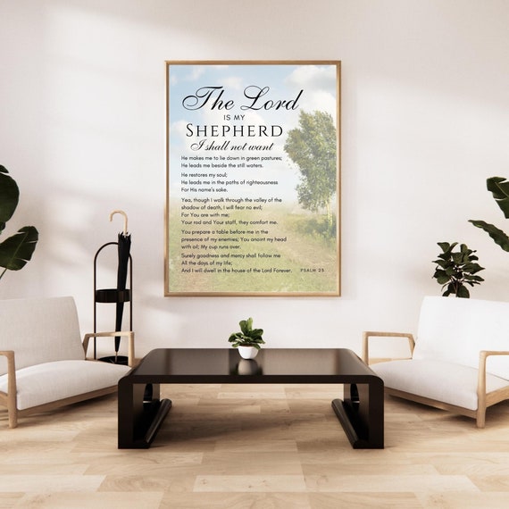 Psalm 23 Printable Art/the Lord is My Shepherd With Grass | Etsy