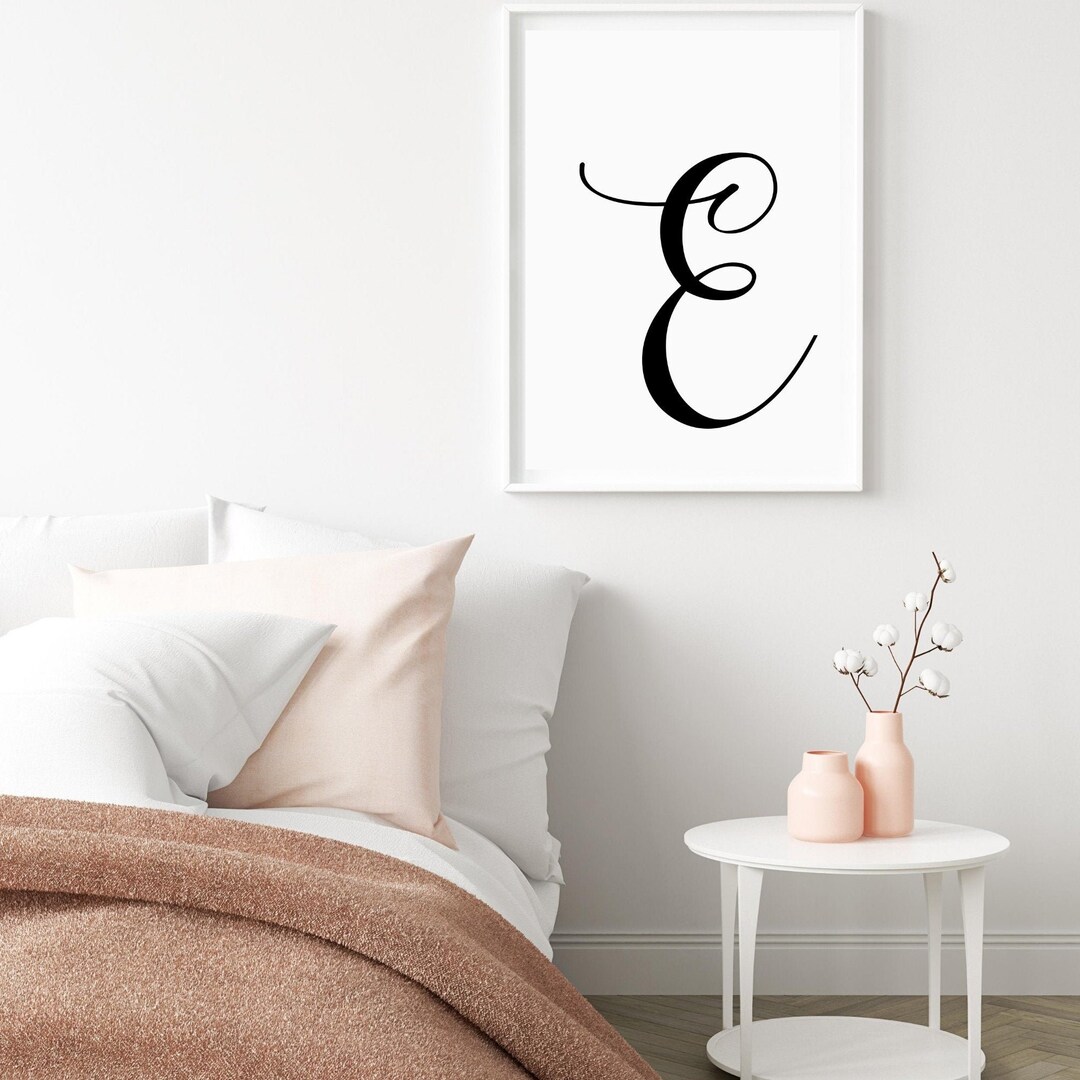 Letter E Print/black Letter E Print/initial E Printable Wall - Etsy