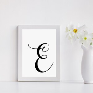 Letter E Print/black Letter E Print/initial E Printable Wall - Etsy