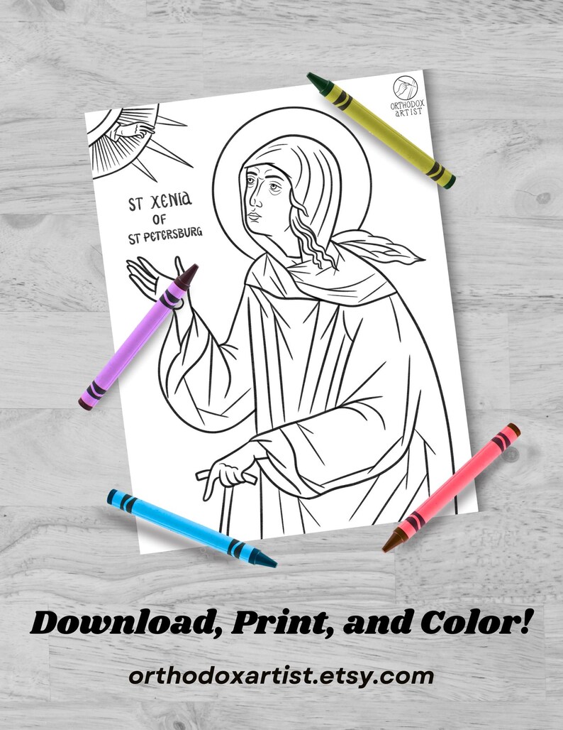 Saint Xenia of St. Petersburg | Printable Coloring Page - Etsy
