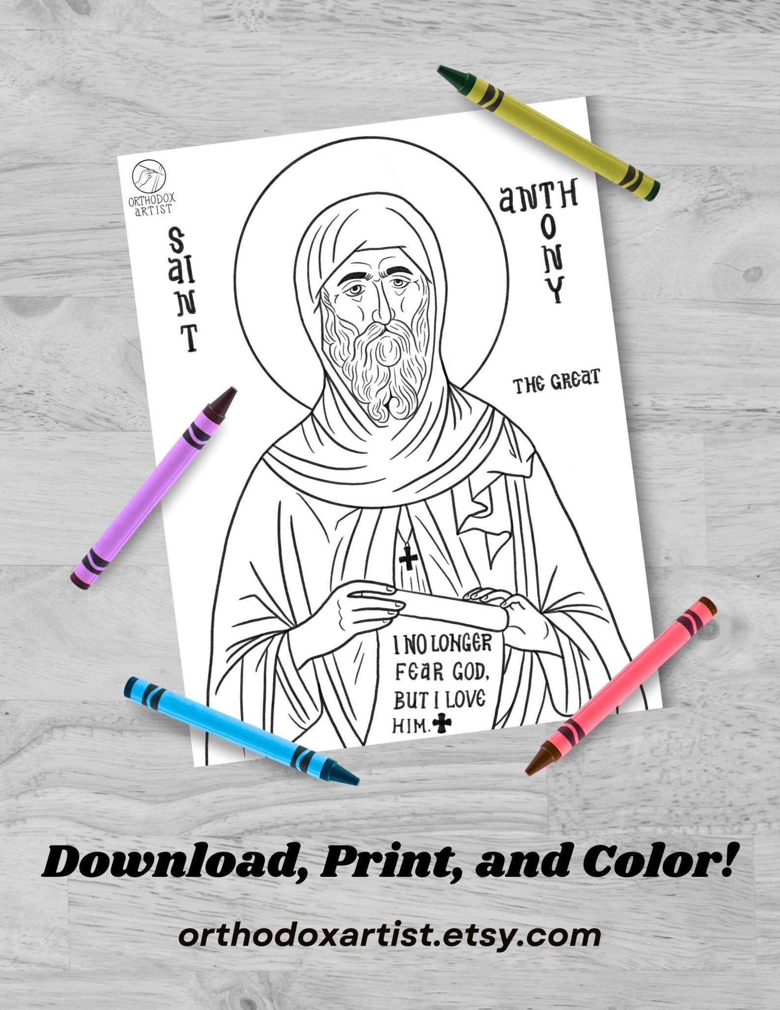 Saint Anthony the Great | Printable Coloring Page - Etsy
