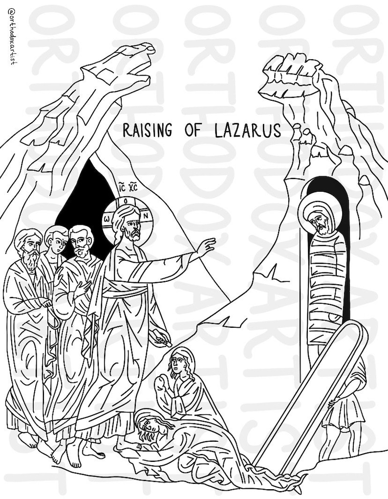 Raising of Lazarus Coloring Page - Etsy