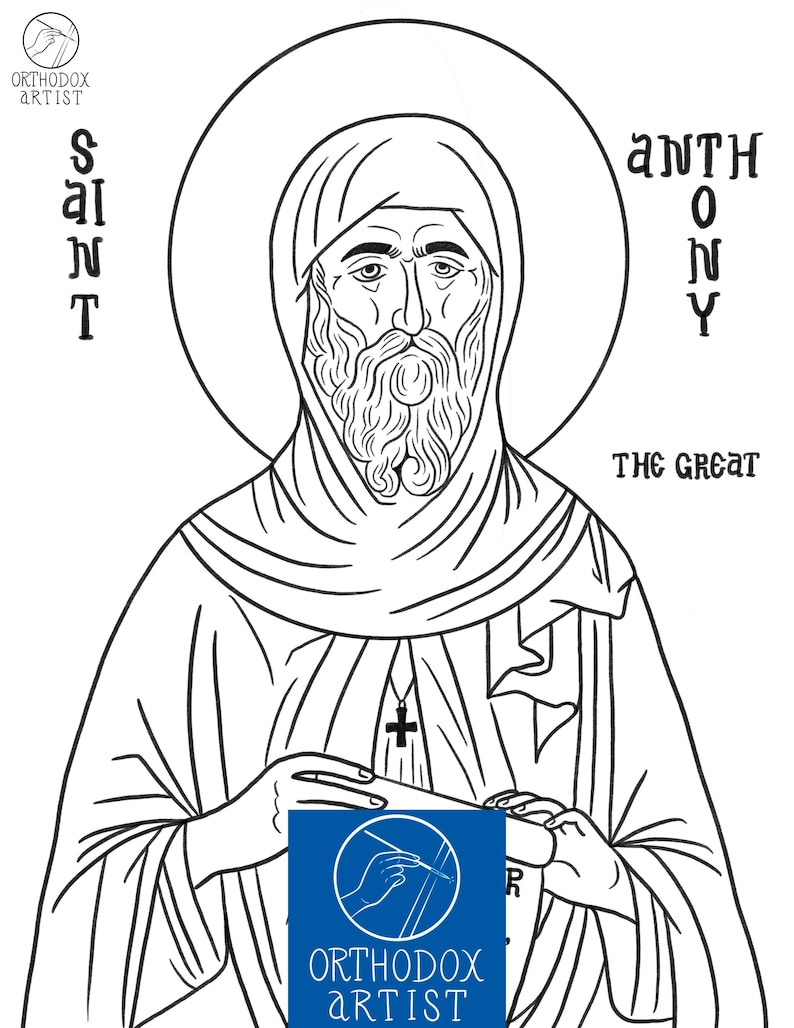 Saint Anthony the Great | Printable Coloring Page - Etsy