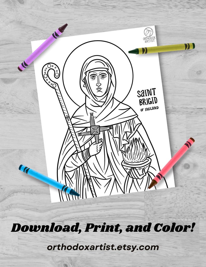 Saint Brigid of Ireland | Printable Coloring Page - Etsy