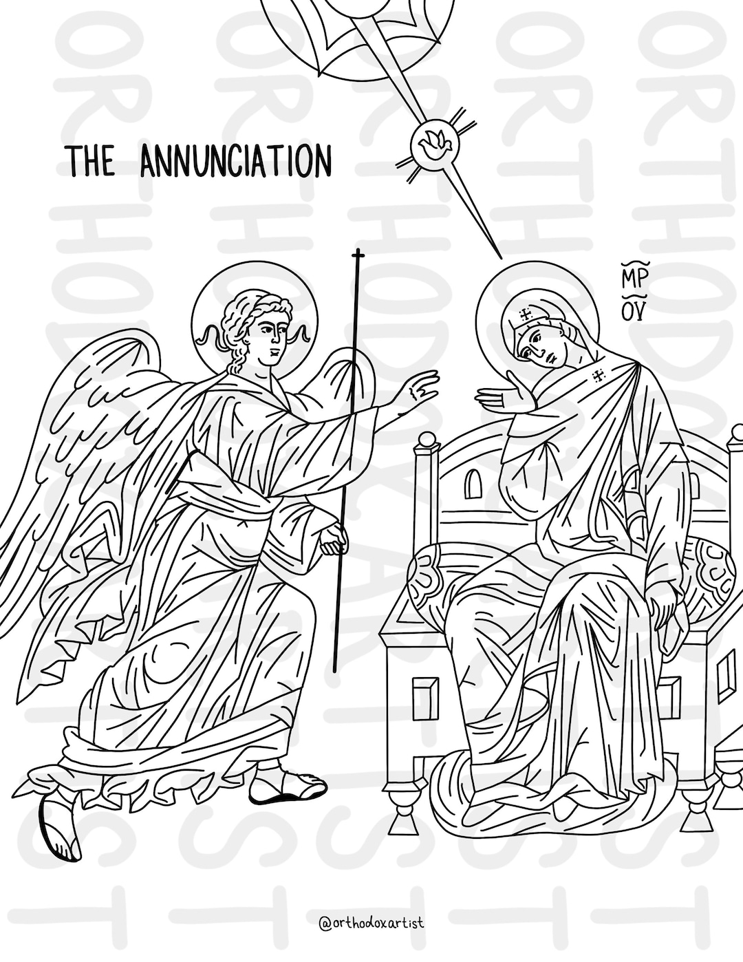 The Annunciation Coloring Page - Etsy