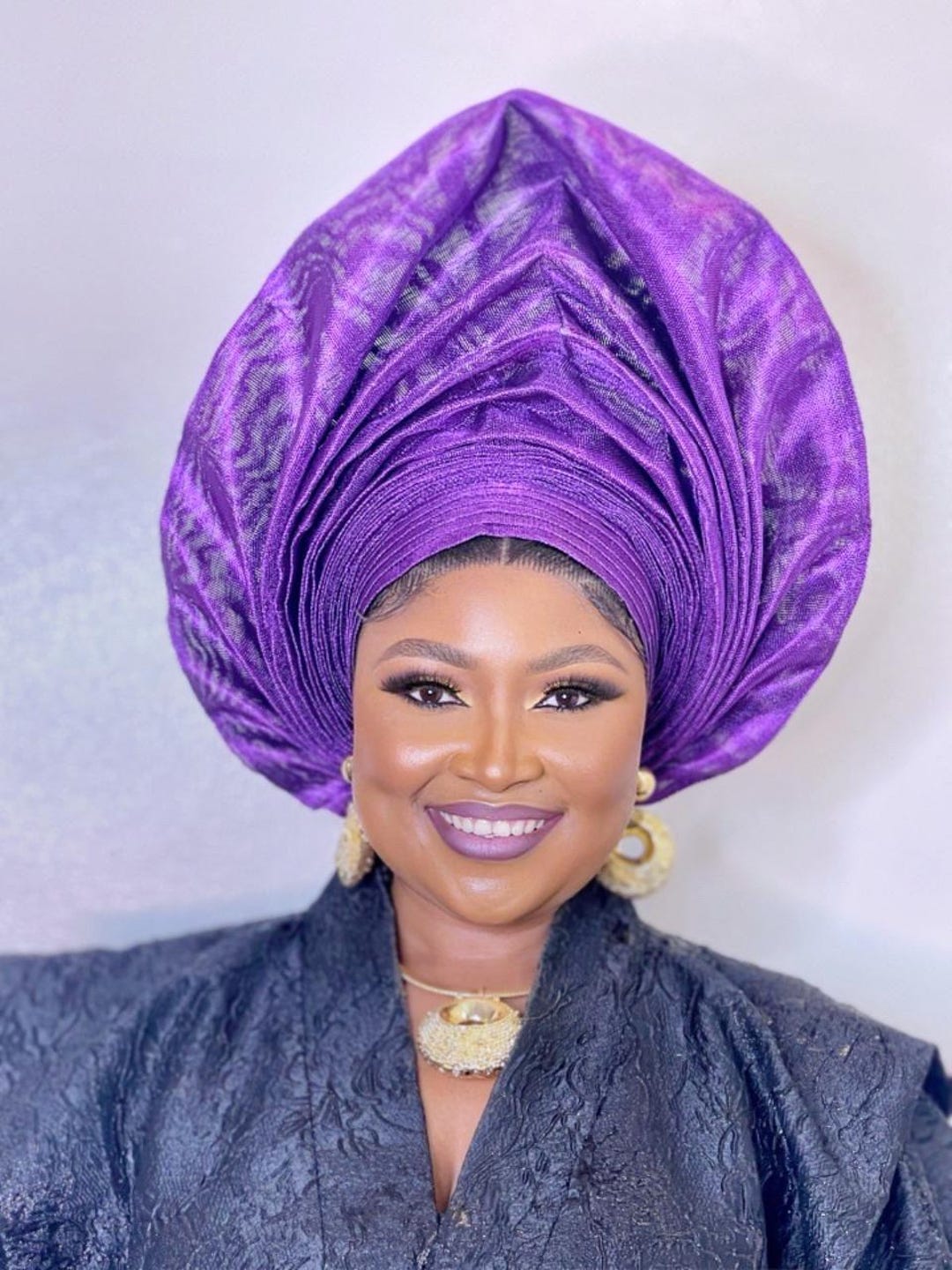 African Rich Mummy Auto Gele , Purple Auto Gele , Bridal Auto Gele ...