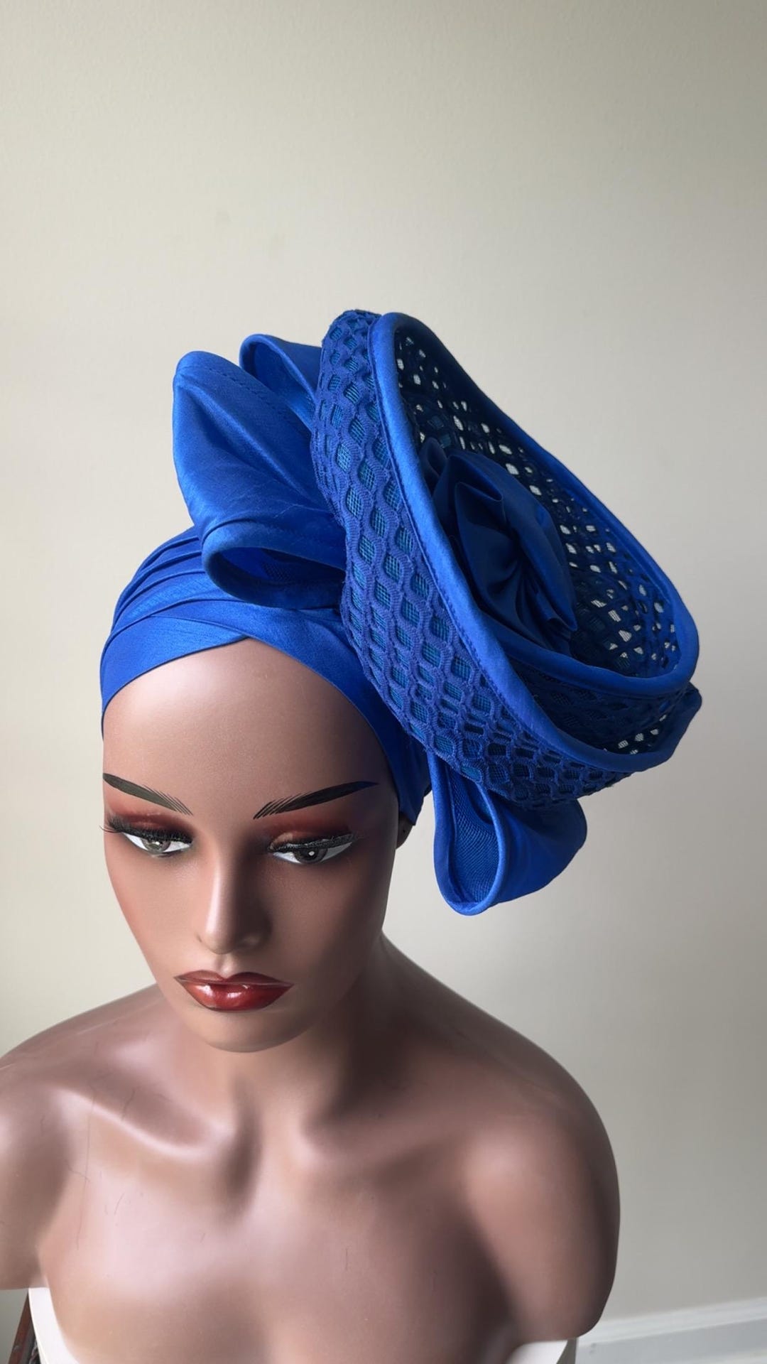 Royal Blue Ready Made Auto Gele / African Head Tie / African Queen ...