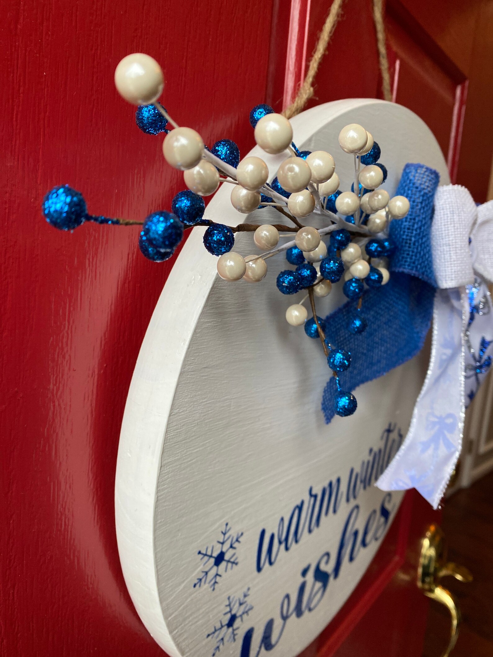 Warm Winter Wishes Round Door Sign | Etsy