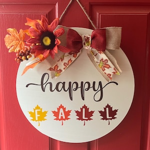 Happy Fall Round Front Door Sign - Etsy