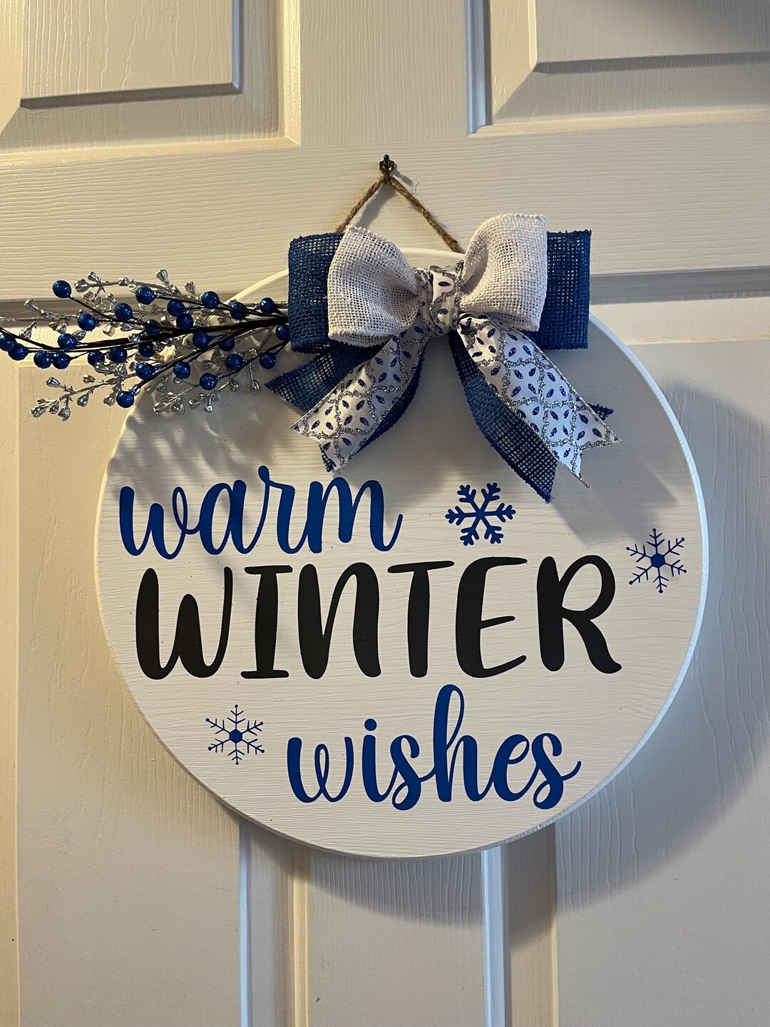 Warm Winter Wishes Round Door Sign - Etsy