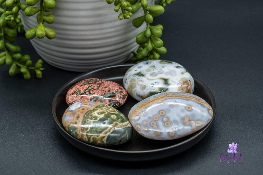 8th Vein Ocean Jasper Palm Stone - Etsy