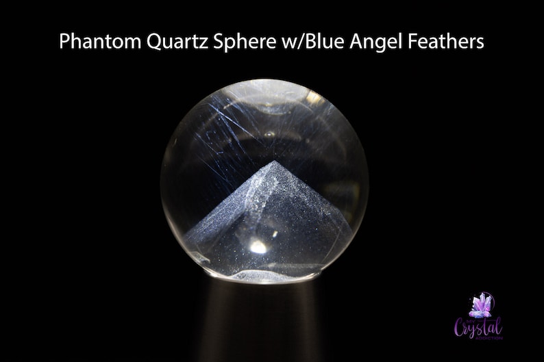 Phantom Quartz Sphere 1.4"/35mm - Blue Angel Feather Inclusions - Etsy